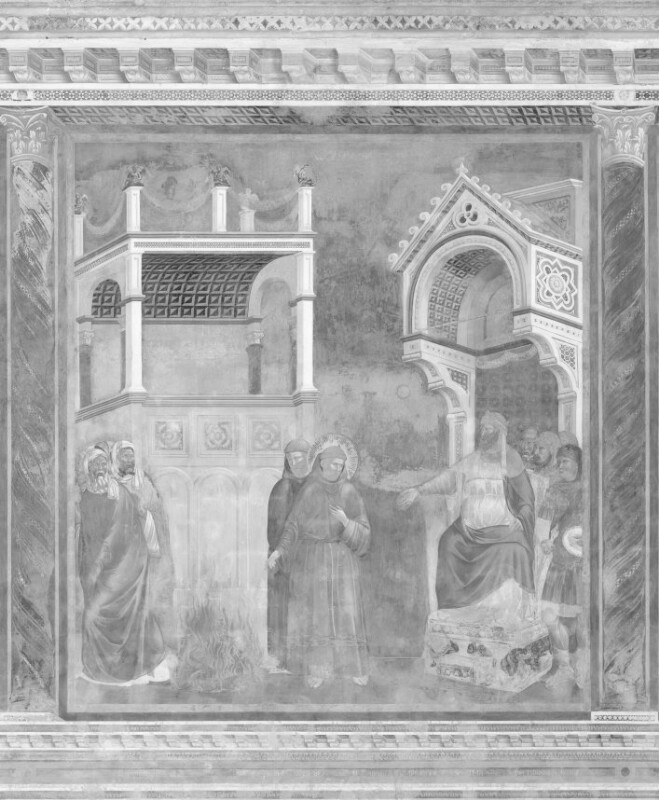 Prova del fuoco dinanzi al Sultano, Giotto Di Bondone
